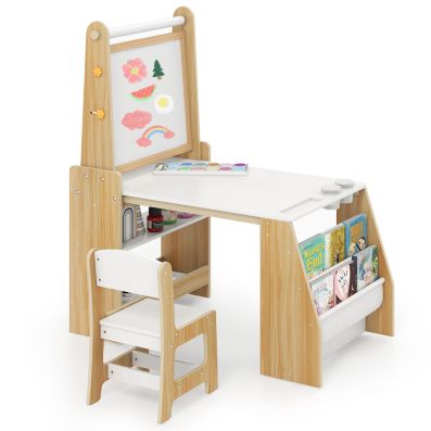 Barnkonstbord och stol-set multifunktionellt barnbord med staffli ...