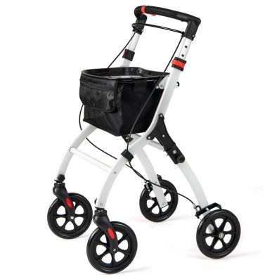Smal rollator med 5-vägs höjdjusterbar & bricka & 4 hjul & bromsar ...